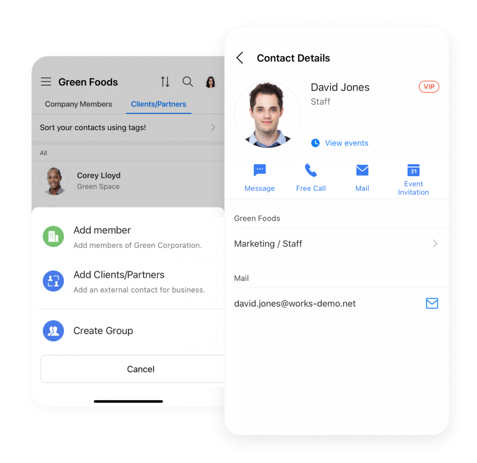 Contacts - Company structure and all members across - LINE WORKS